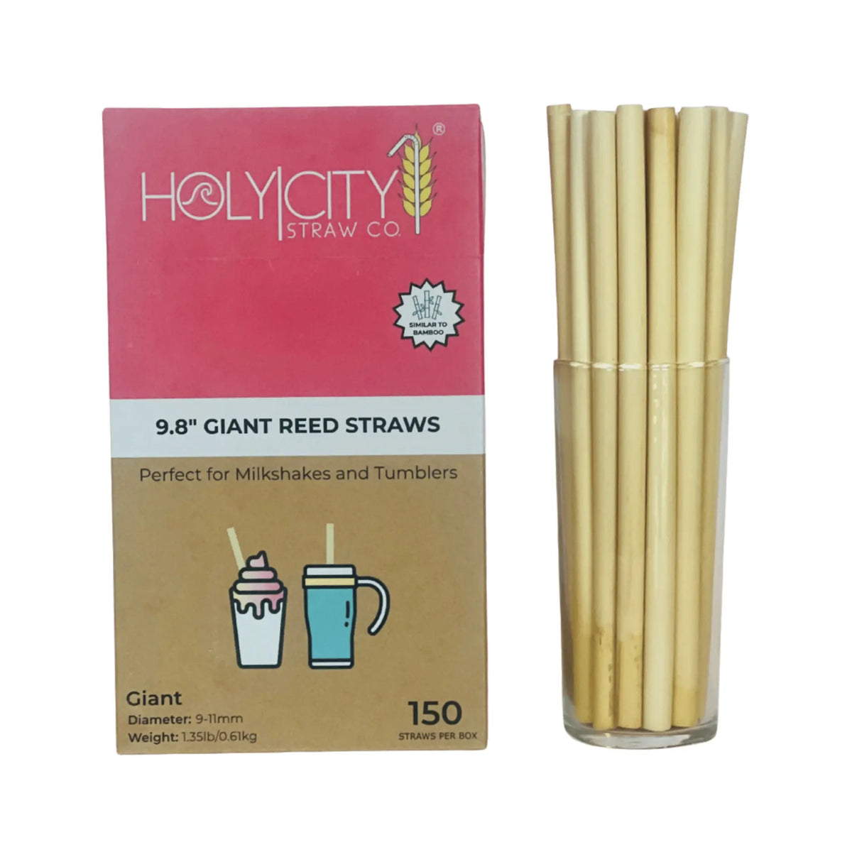 9.8" Giant Reed Straws | For Milkshakes – Holy City Straw Company