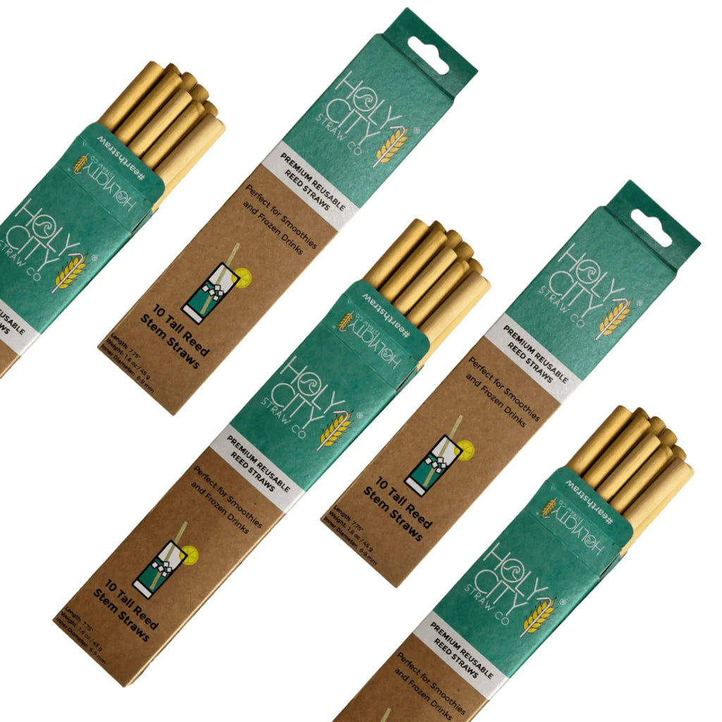 Tall Reusable Reed Straw Bundle - 5 Pack – Holy City Straw Company
